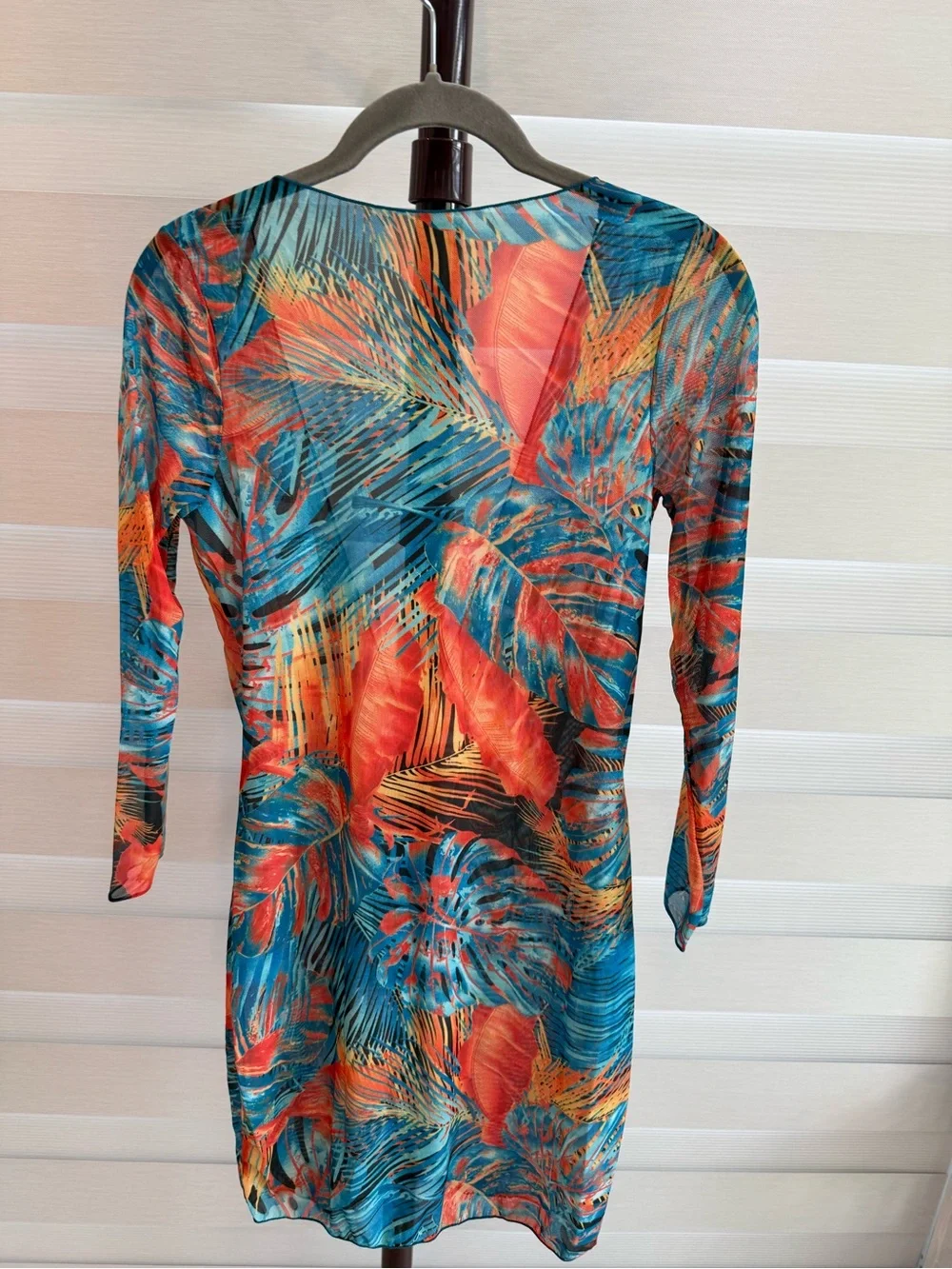 no brand | Swim | Sheer Tropical Deep V Swim Coverup Blue Coral | Poshmark